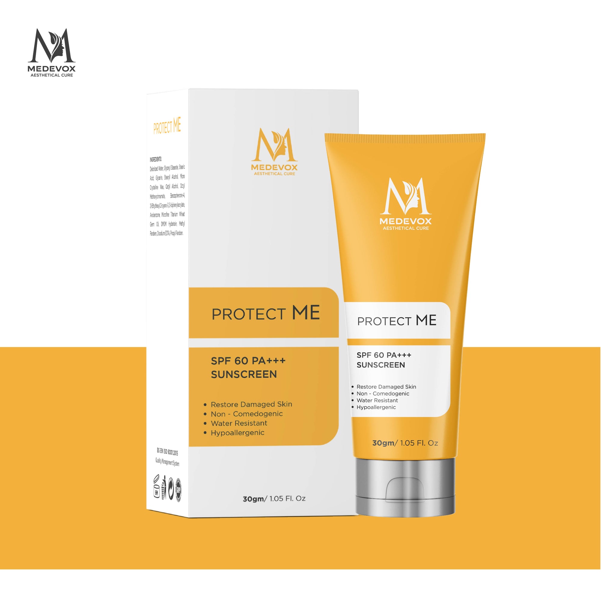 Protect Against Sun Damage - UVA and UVB Rays| Protect ME SPF 60 - Medevox
